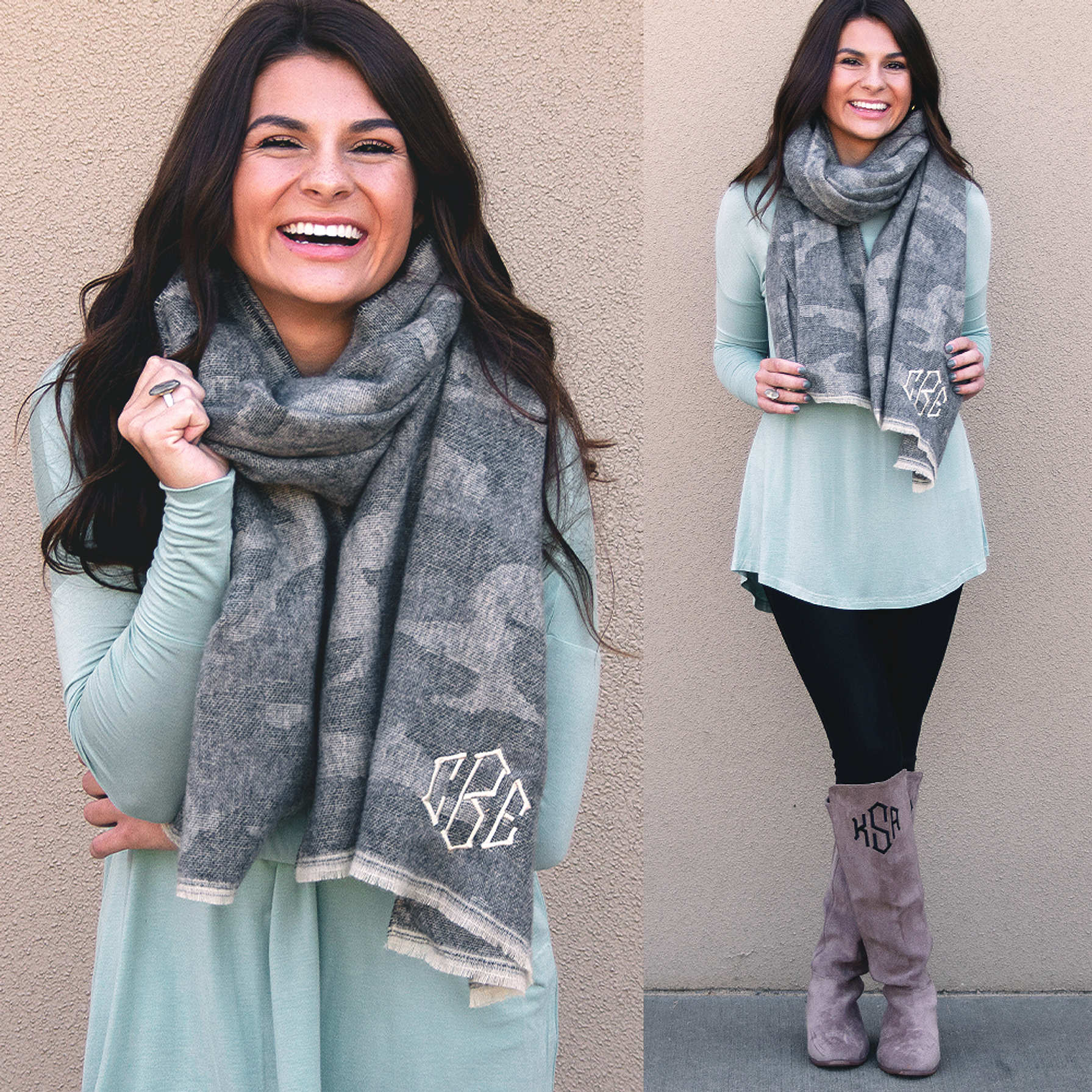 Monogrammed Super Soft Camo Scarf – Marleylilly