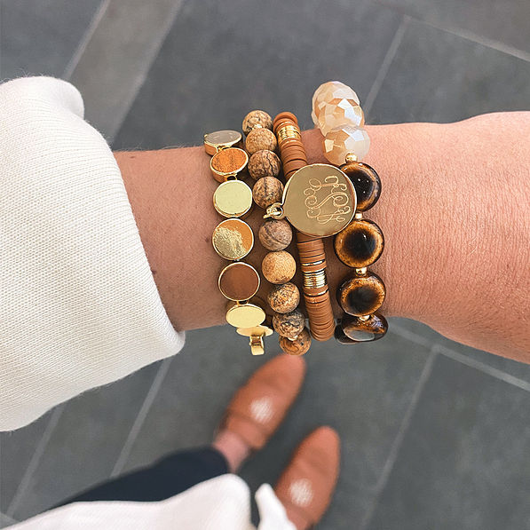 Monogrammed Beaded Bracelet Stack - Marleylilly
