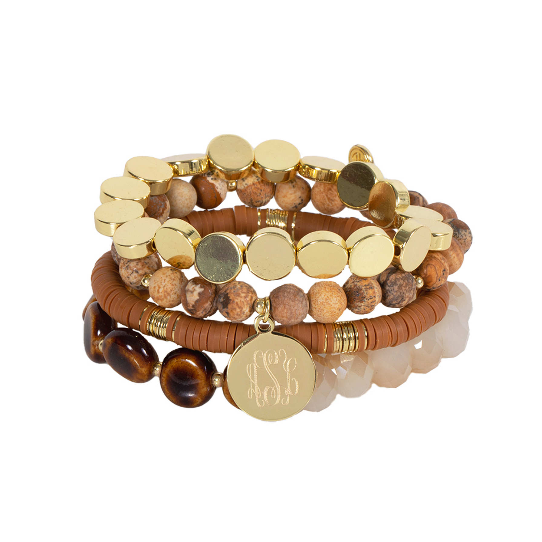 Monogrammed Beaded Bracelet Stack - Marleylilly
