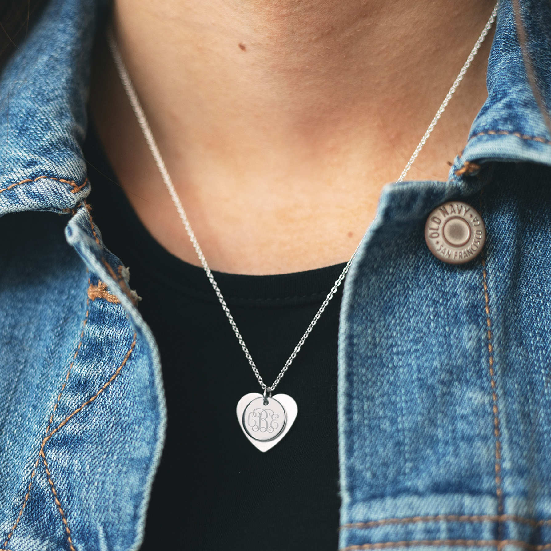 Personalized Heart Disc Necklace - Marleylilly