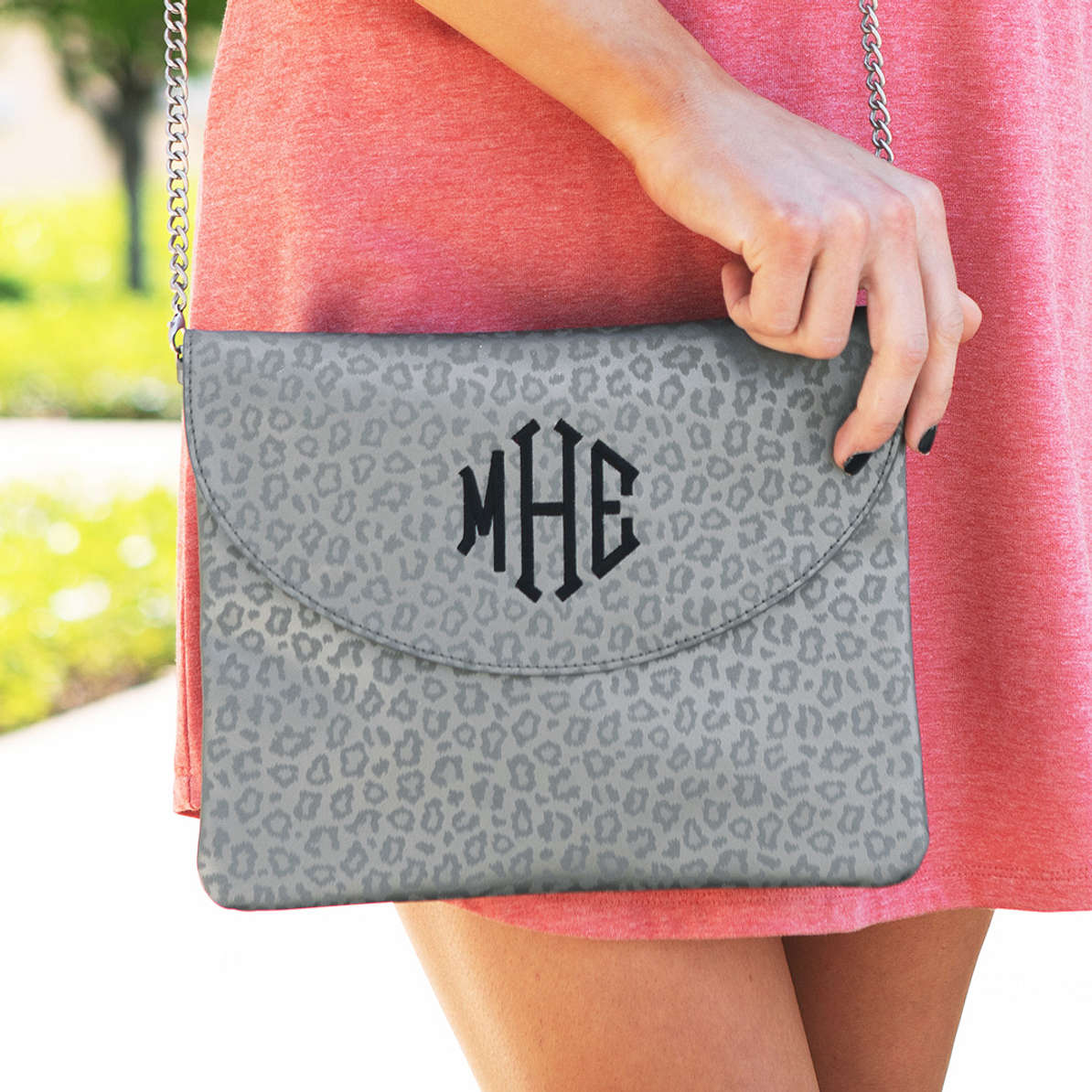 Monogrammed Metallic Leopard Crossbody Bag
