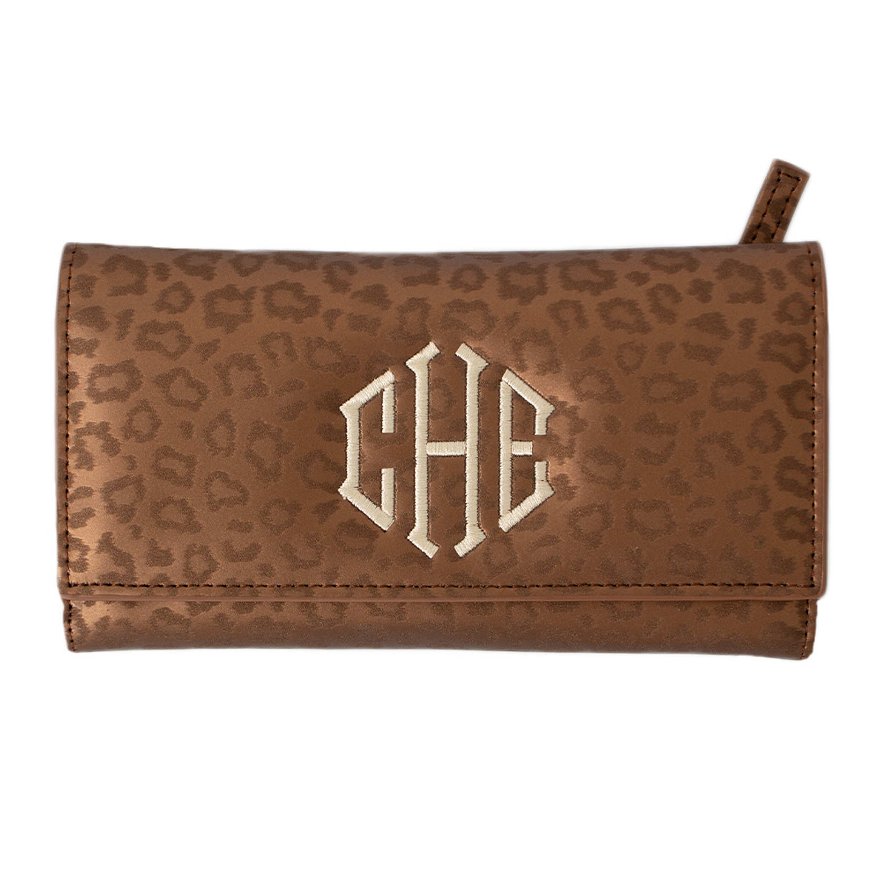 Monogrammed Metallic Leopard Wallet - Marleylilly