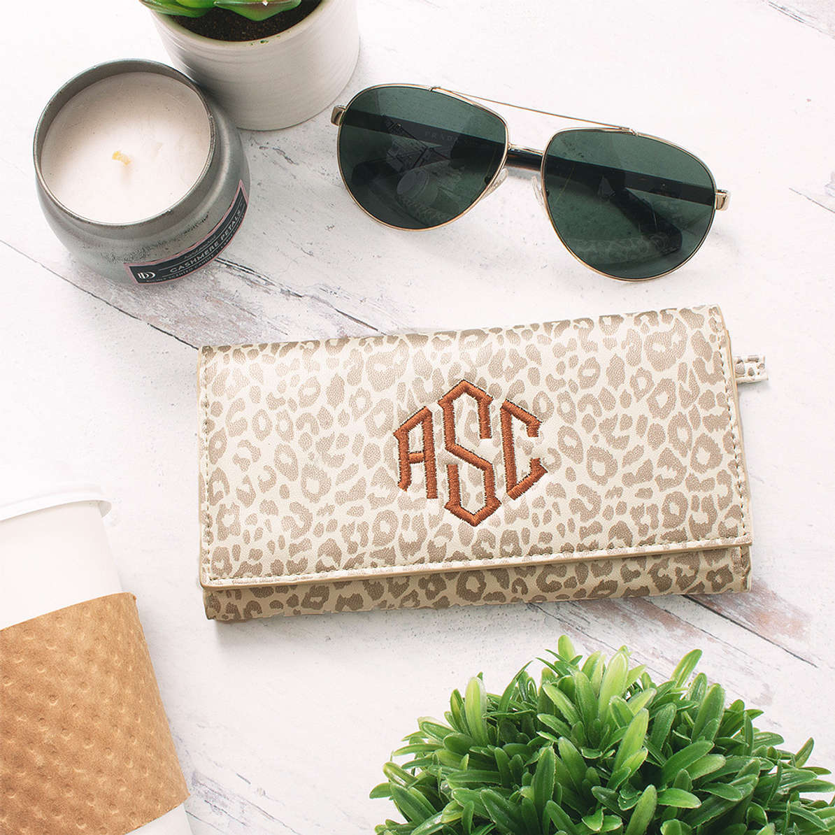 Monogrammed Metallic Leopard Wallet - Marleylilly