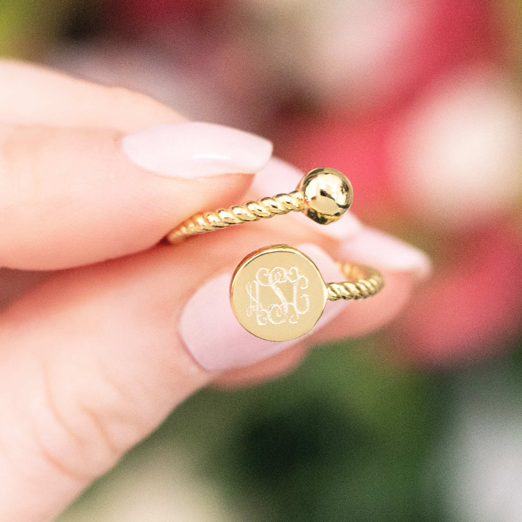 Monogrammed Adjustable Ring - Custom Personalized Rings | Marleylilly