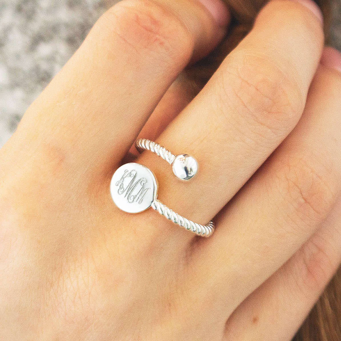 Monogrammed Adjustable Ring - Custom Personalized Rings | Marleylilly