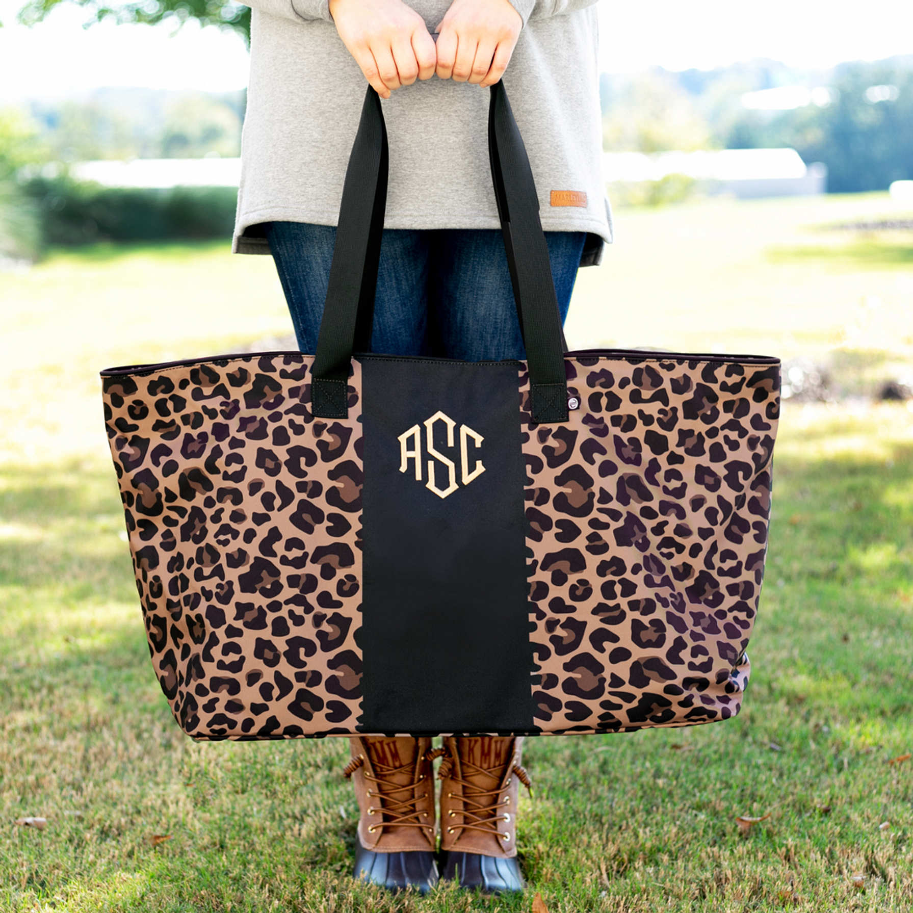 Personalized Leopard Large Utility Tote