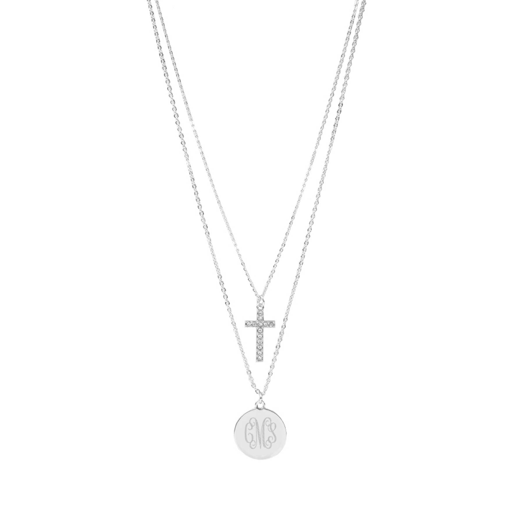 Monogrammed Layered Cross Necklace - Marleylilly