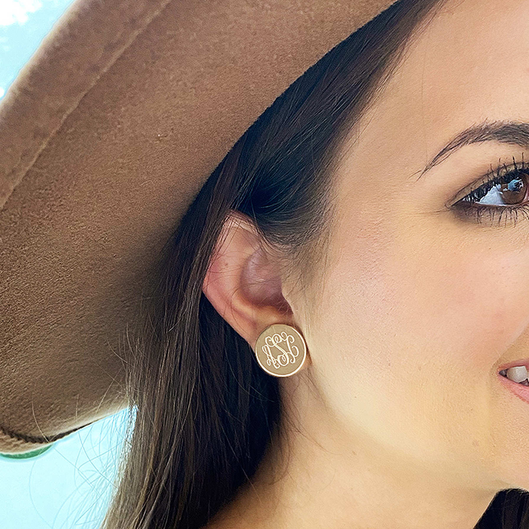 Personalized Large Disc Earrings - Marleylilly