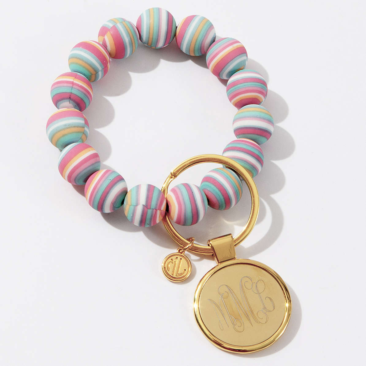 Monogrammed Beaded Key Ring Bracelet | Marleylilly