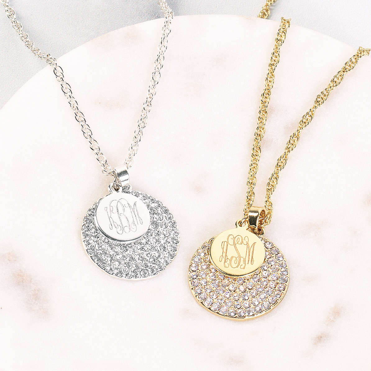 Personalized Rhinestone Pendant Necklace