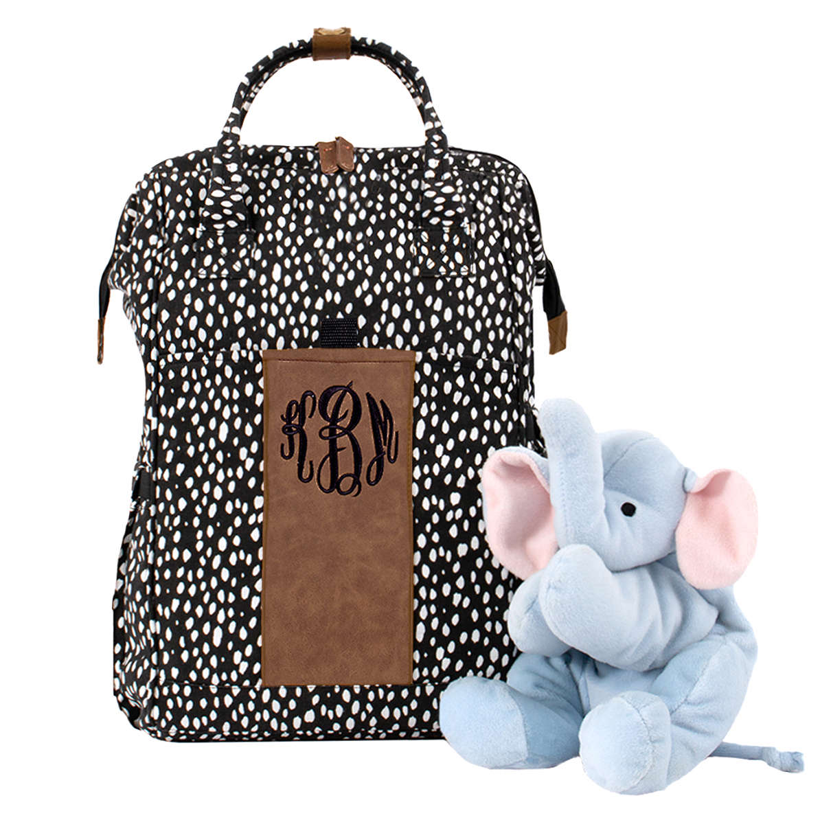 Monogrammed Dot Diaper Bag Backpack — Marleylilly