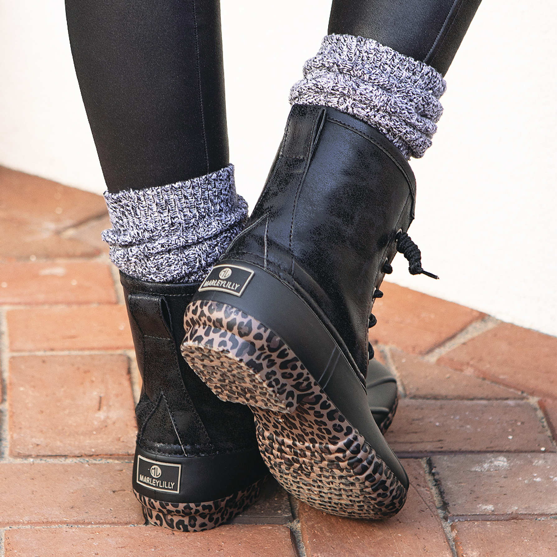 Leopard Boot Duck Boots with Sherpa Tongue - Marleylilly