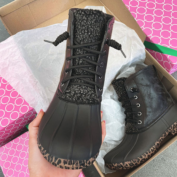 Leopard Boot Duck Boots with Sherpa Tongue - Marleylilly