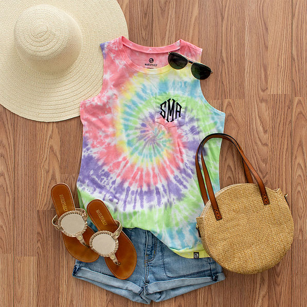 Personalized Tie Dye Pocket Tank Top – Marleylilly