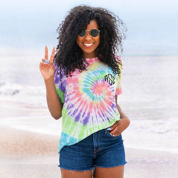 Personalized Rainbow Tie Dye Pocket Tee