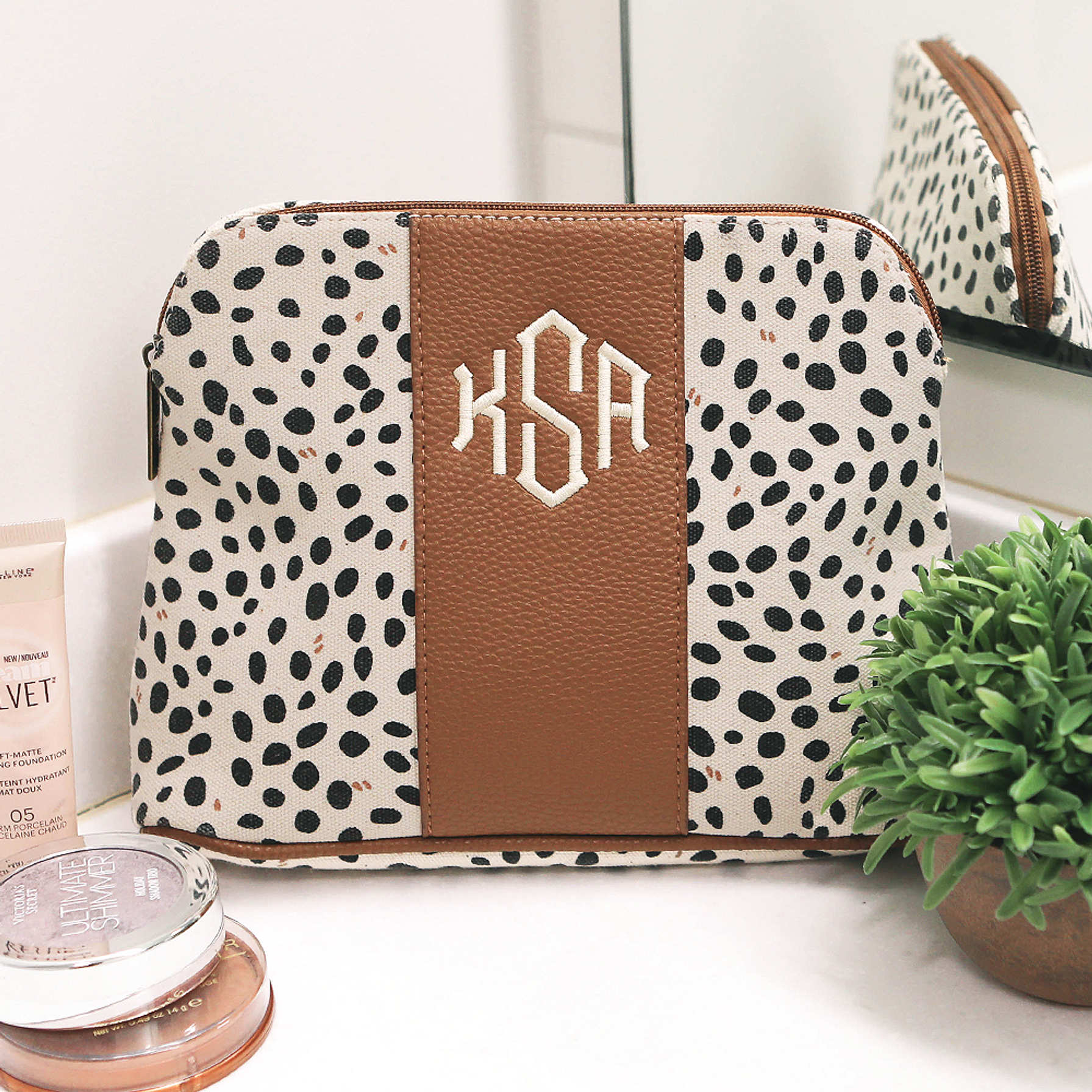 Monogrammed Cosmetic Bag - Spring Leopard - Marleylilly