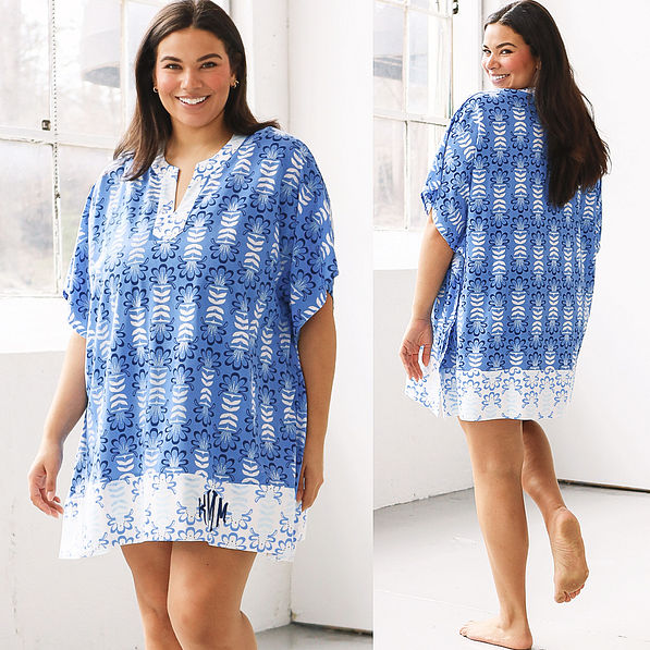 Monogrammed Seersucker Printed Cover Up – Marleylilly