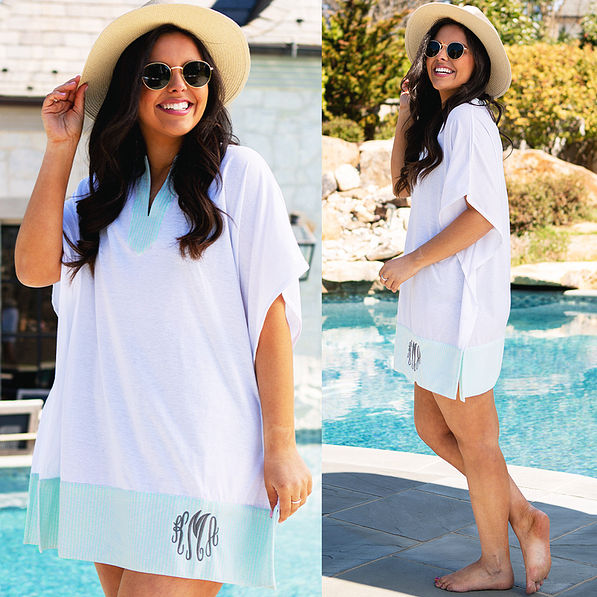 Monogrammed Seersucker Printed Cover Up – Marleylilly