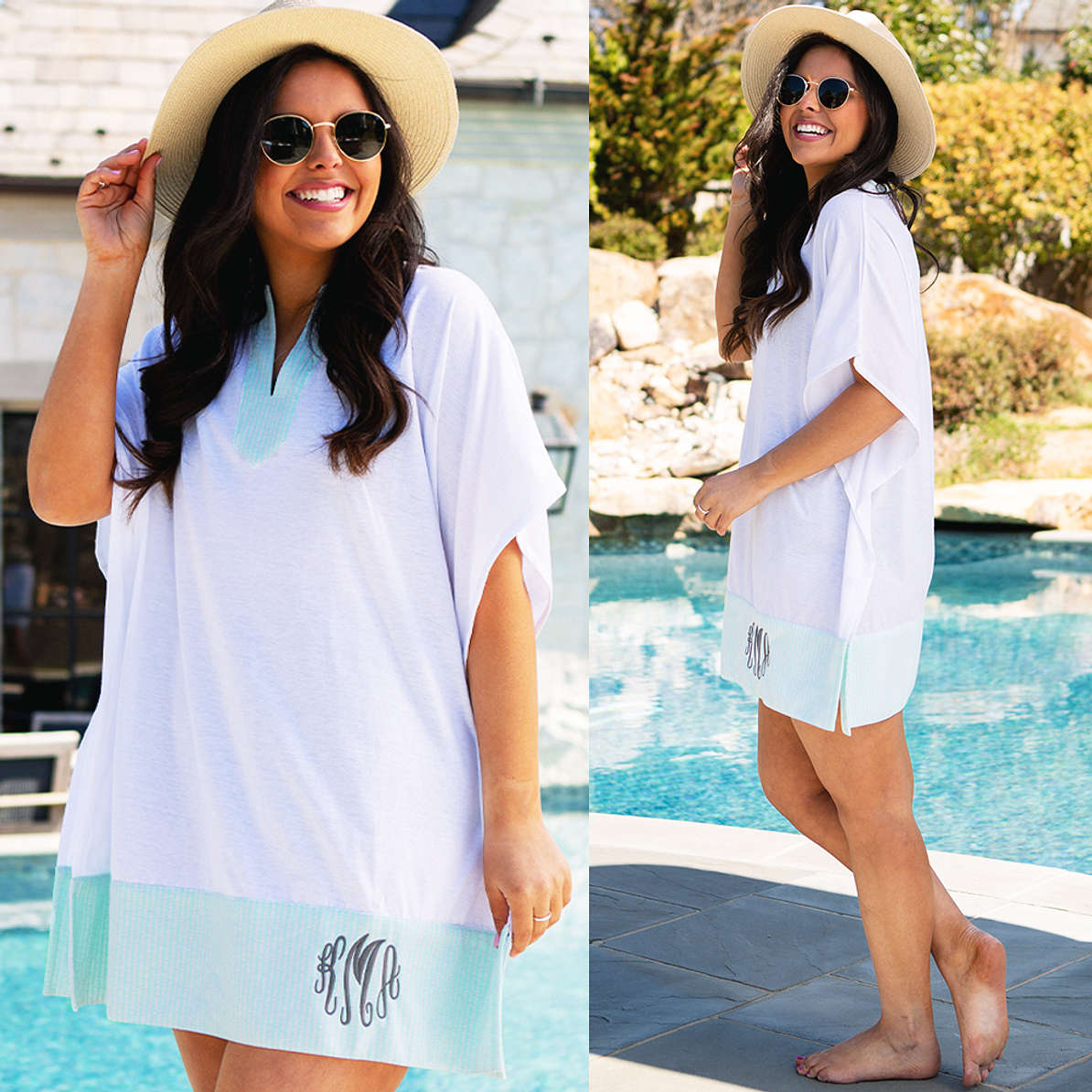 Monogrammed Seersucker Printed Cover Up – Marleylilly