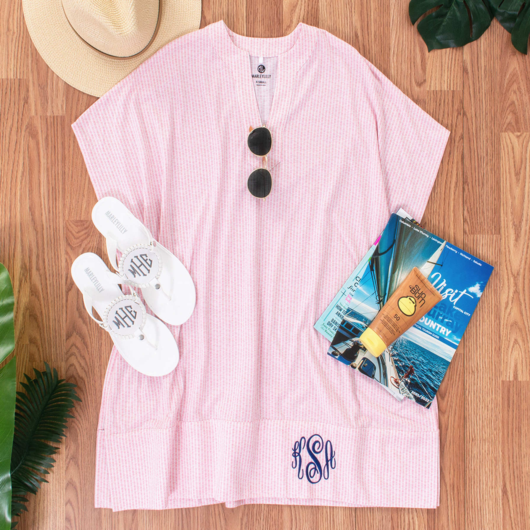 Monogrammed Seersucker Printed Cover Up – Marleylilly