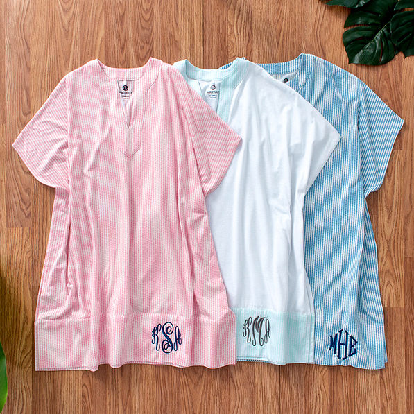Monogrammed Seersucker Printed Cover Up – Marleylilly