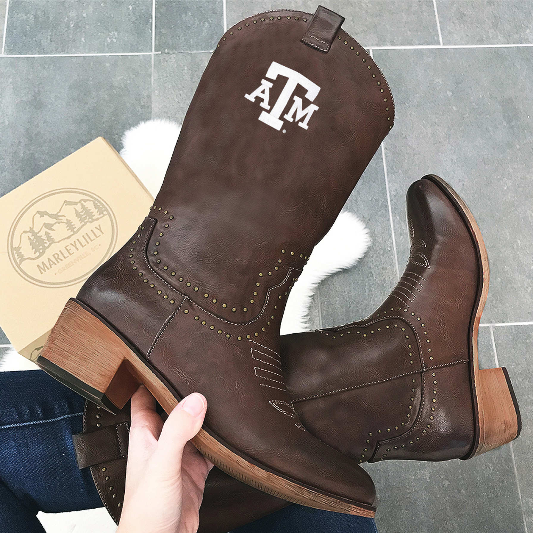Texas A&M Aggies Cowboy Boots in Brown