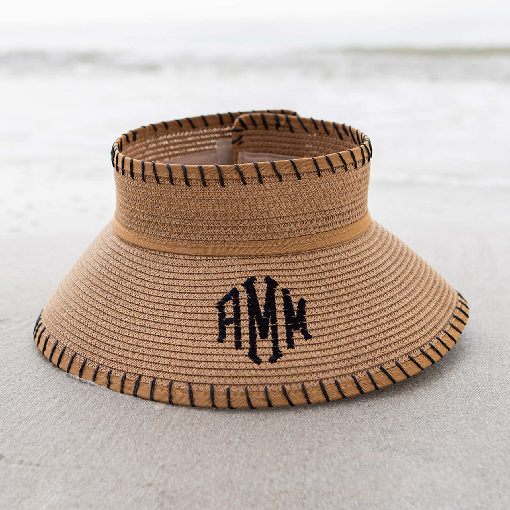 Monogrammed Straw Visor Hat - Marleylilly