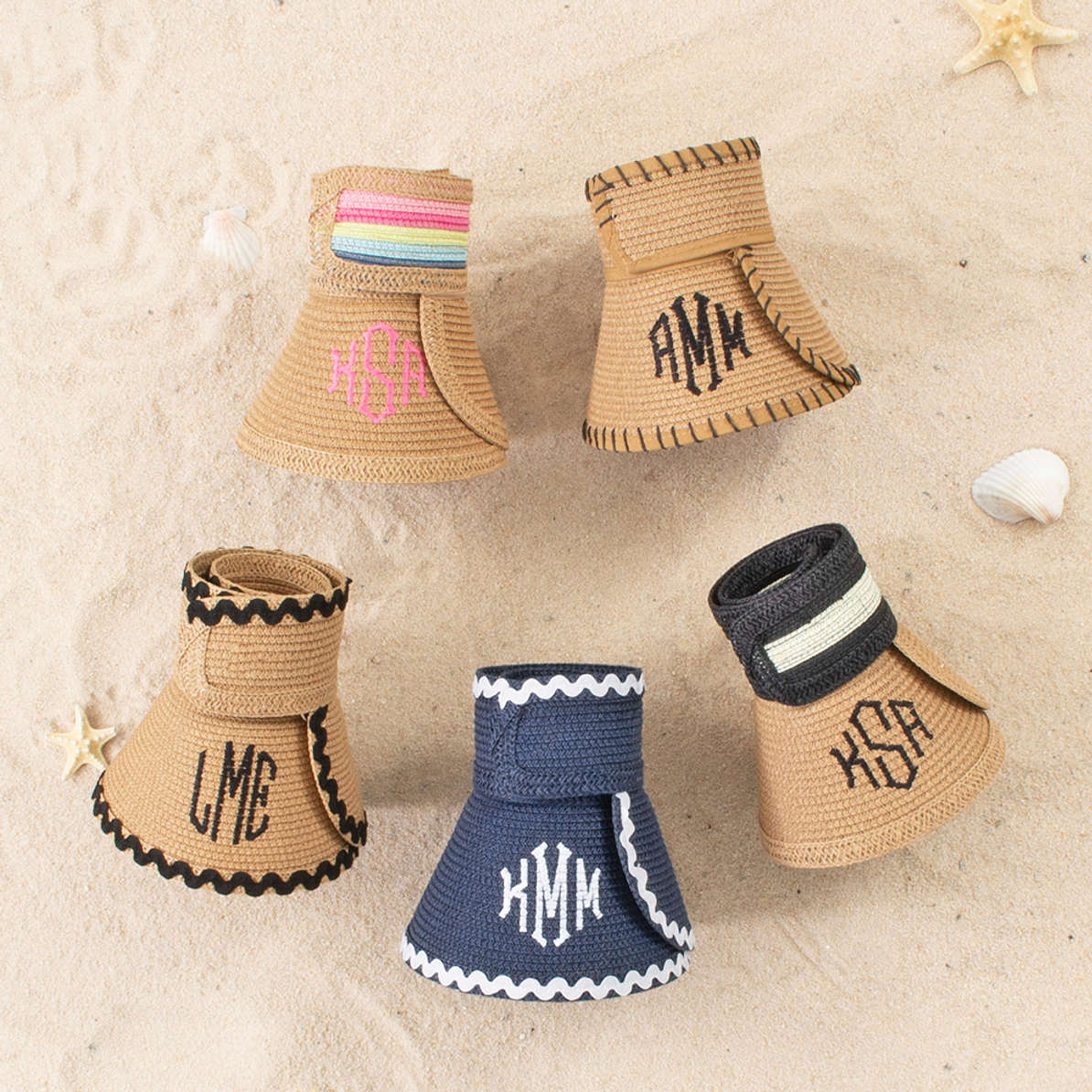 Monogrammed Straw Visor Hat - Marleylilly
