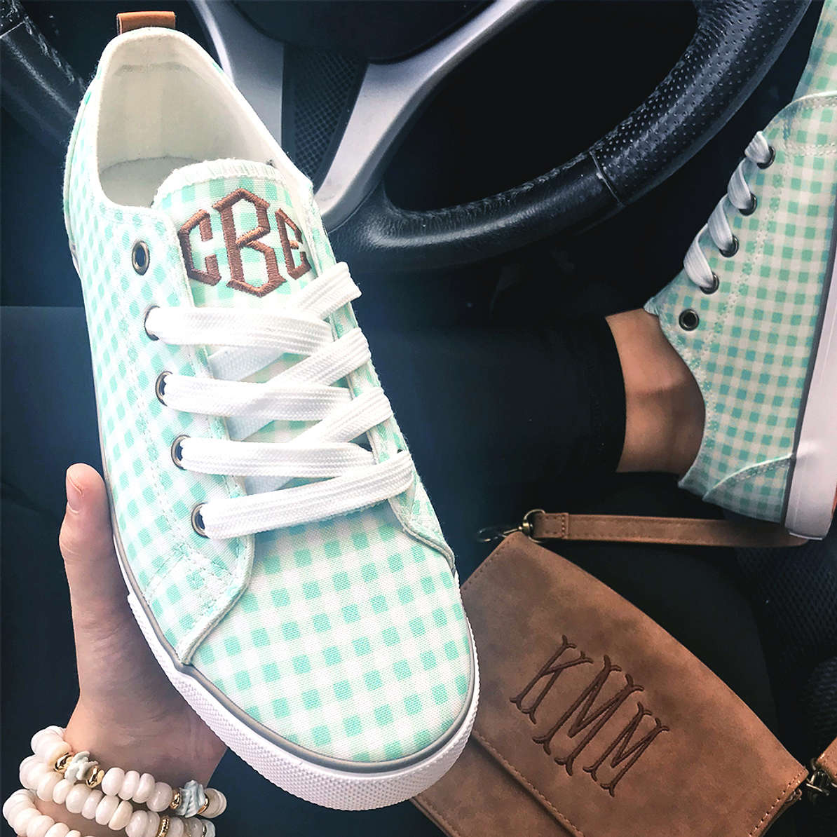 Personalized Gingham Sneaker Sneakers - Marleylilly