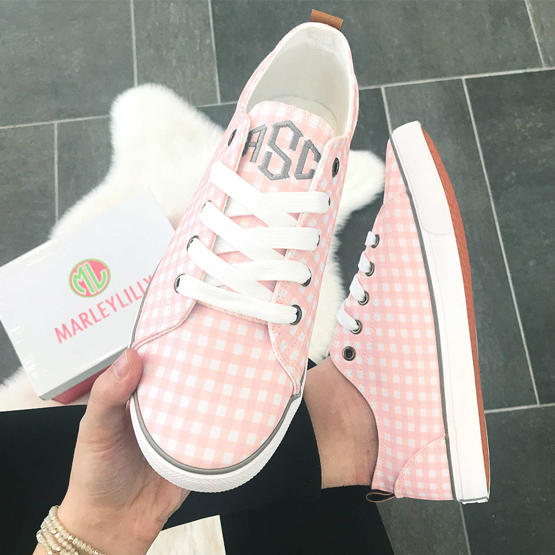 Personalized Gingham Sneaker Sneakers - Marleylilly