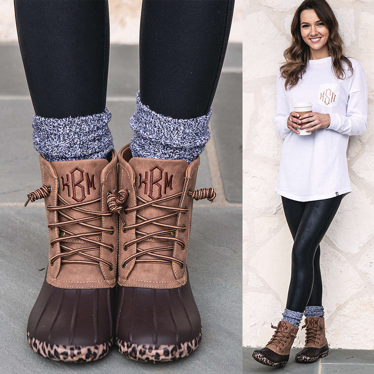 Personalized Leopard Bottom Print Duck Boots - Marleylilly