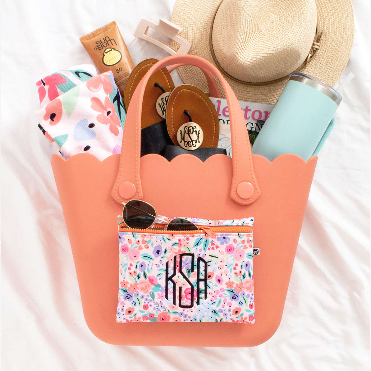 Monogrammed Waterproof Beach Bag Pouch | Marleylilly