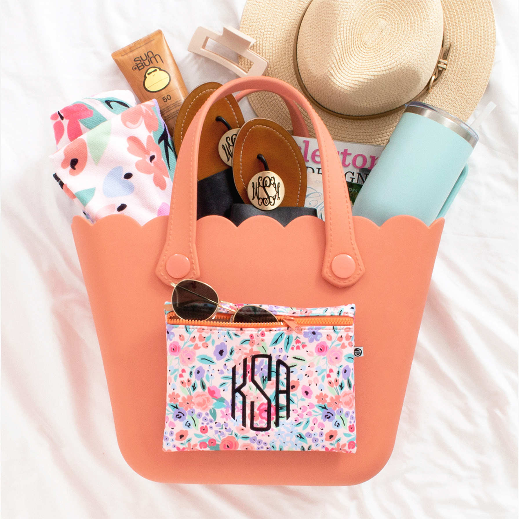 Monogrammed Waterproof Beach Bag Pouch | Marleylilly