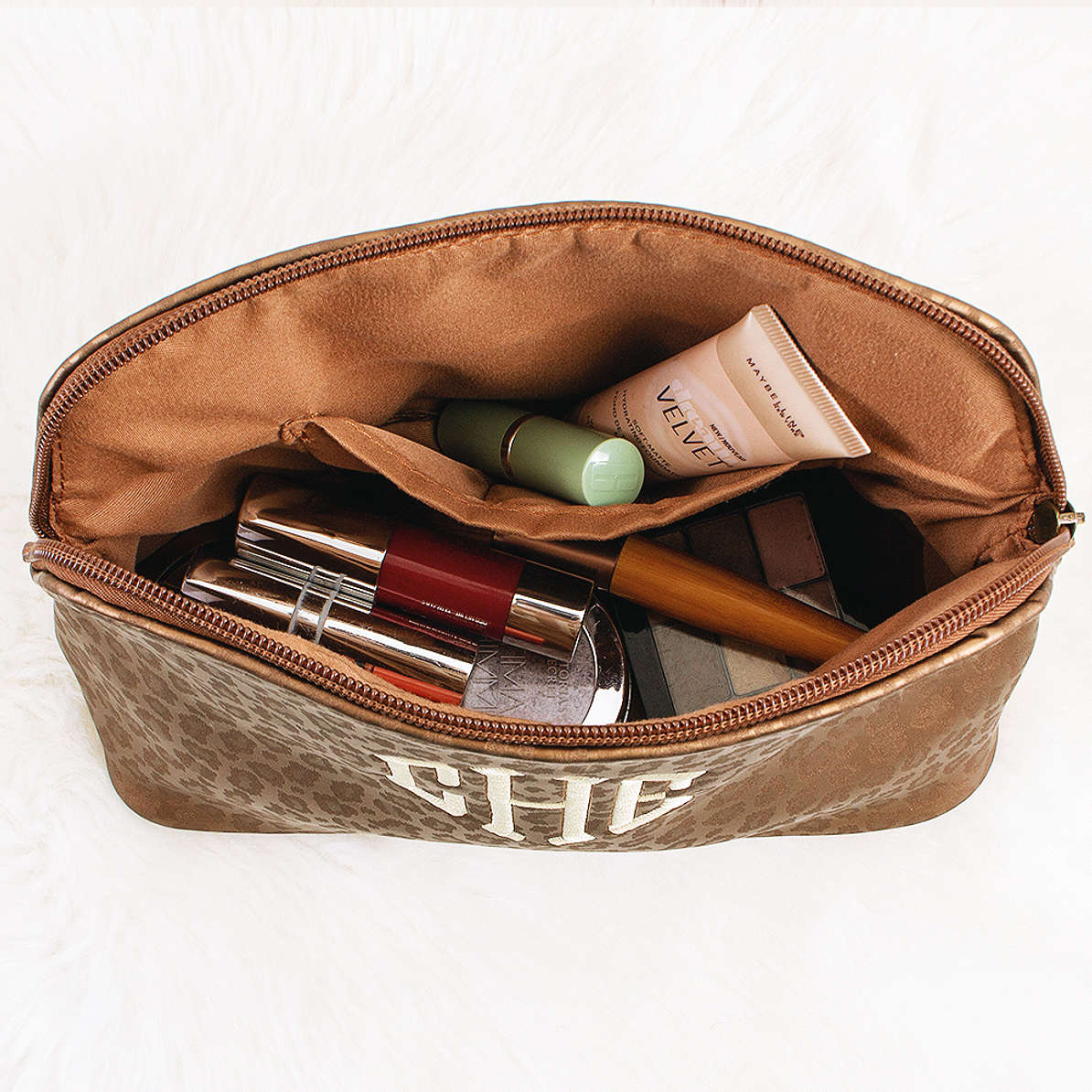 Personalized Metallic Leopard Cosmetic Case