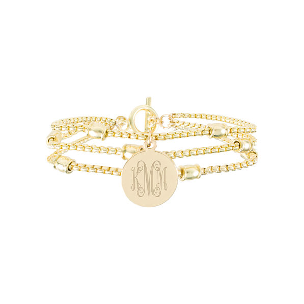Mixed Metal Monogrammed Bracelet Stacks