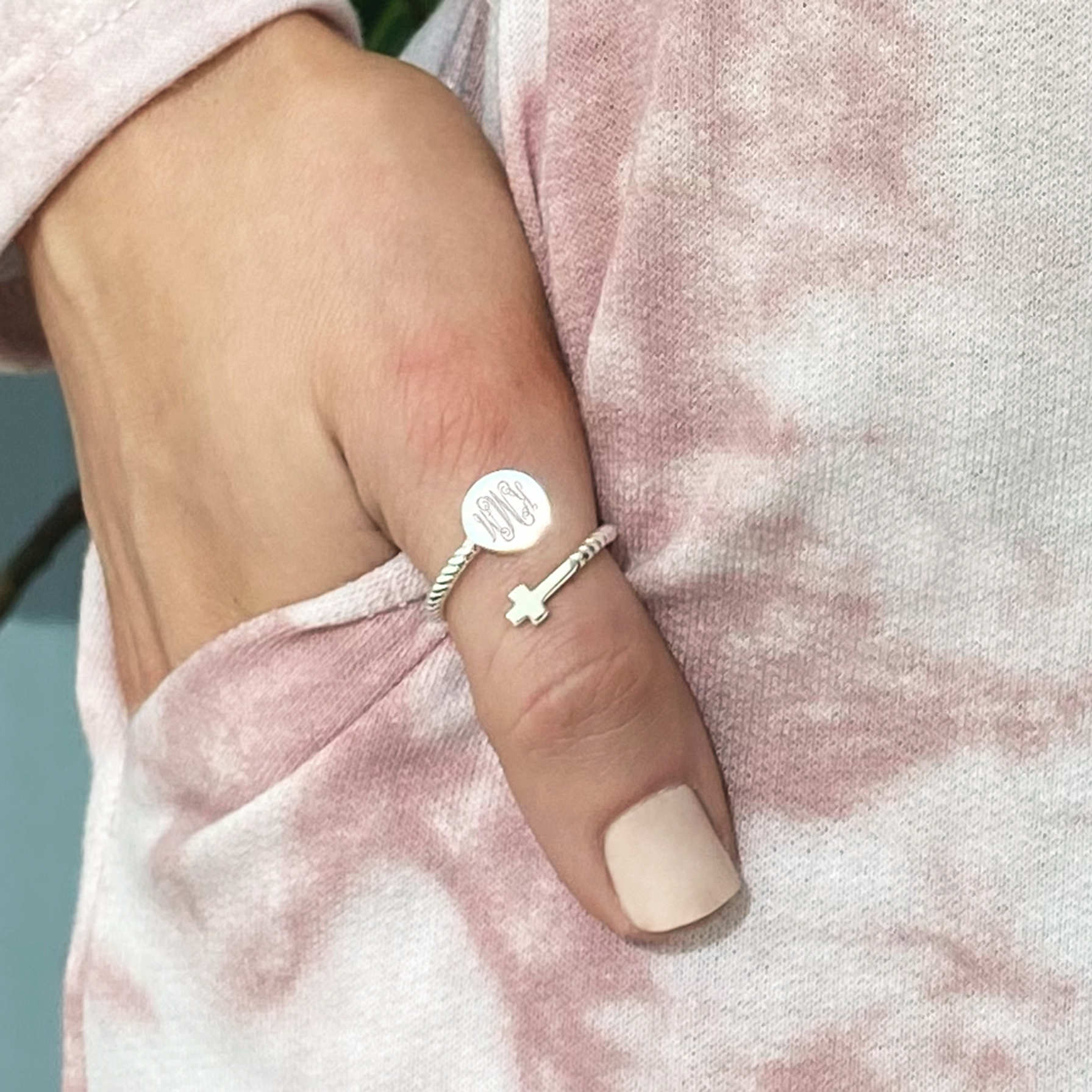 Monogrammed Adjustable Cross Ring - Custom Personalized Rings | Marleylilly