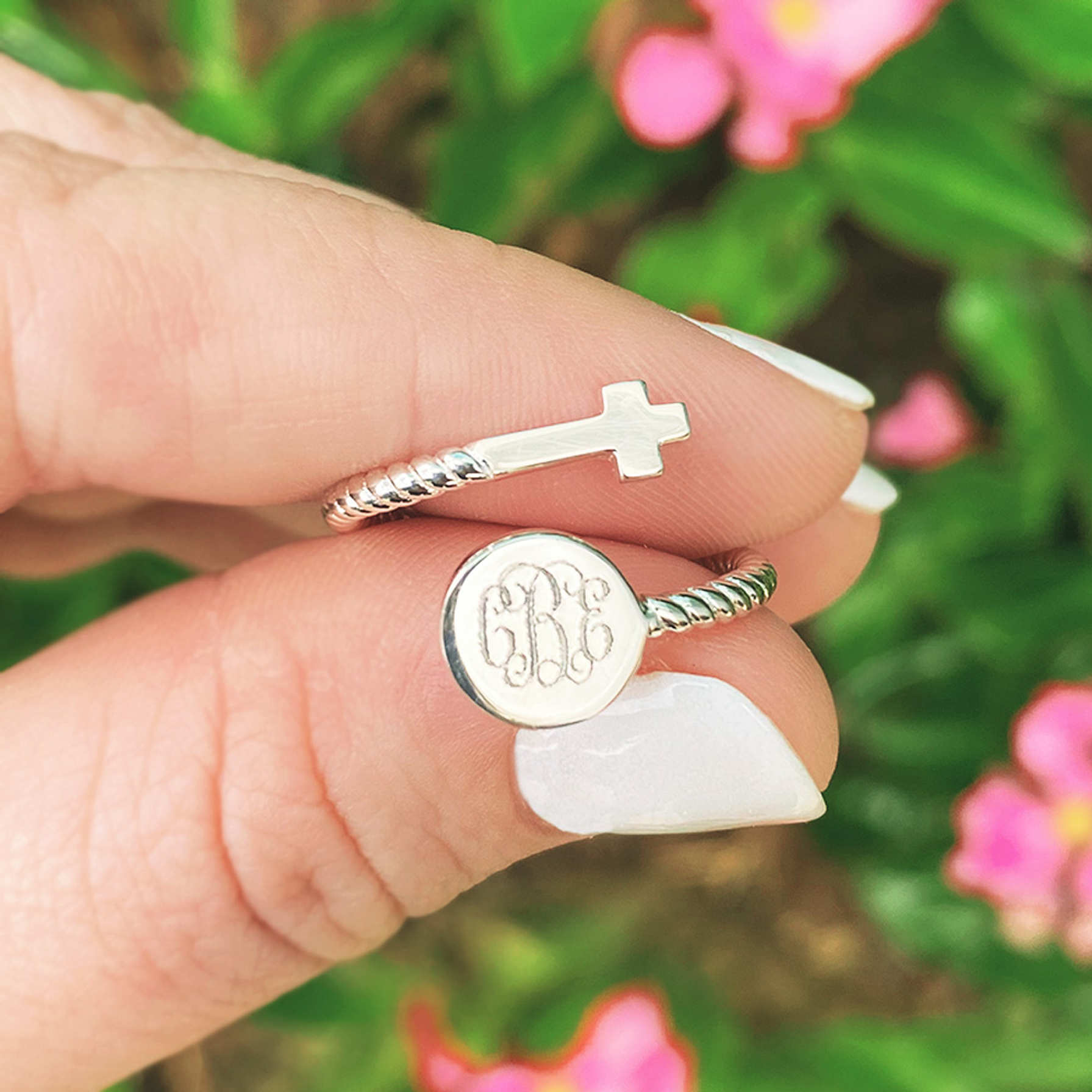 Monogrammed Adjustable Cross Ring - Custom Personalized Rings | Marleylilly