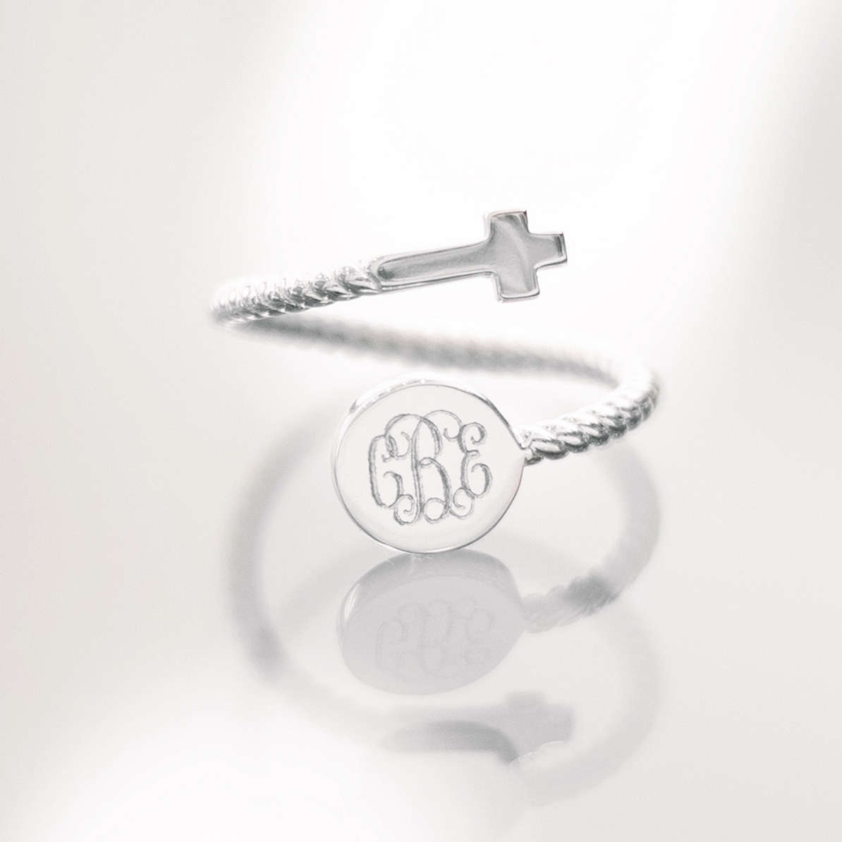 Monogrammed Adjustable Cross Ring - Custom Personalized Rings | Marleylilly