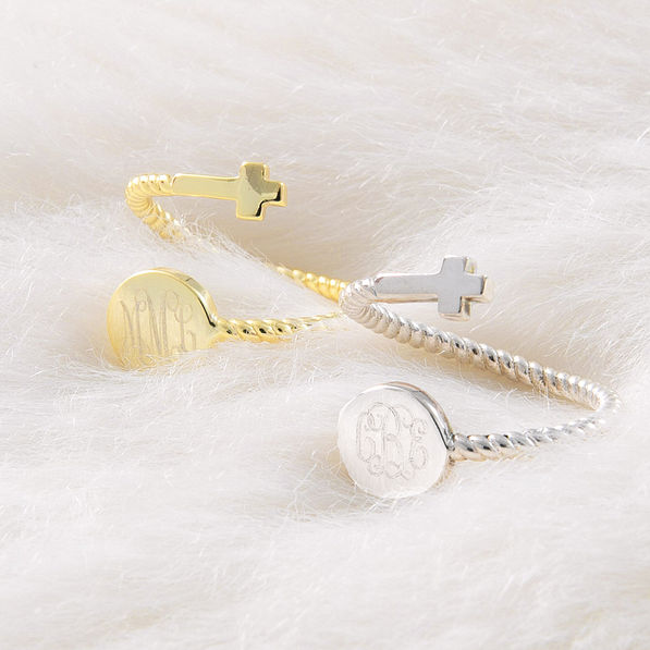 Monogrammed Adjustable Cross Ring - Custom Personalized Rings | Marleylilly