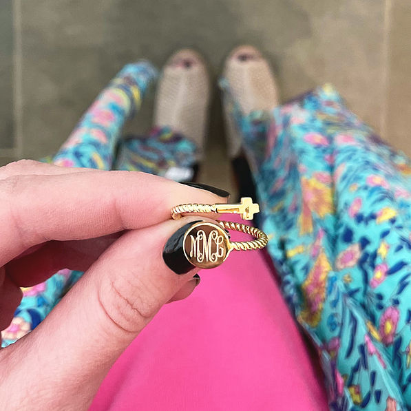 Monogrammed Adjustable Cross Ring - Custom Personalized Rings | Marleylilly