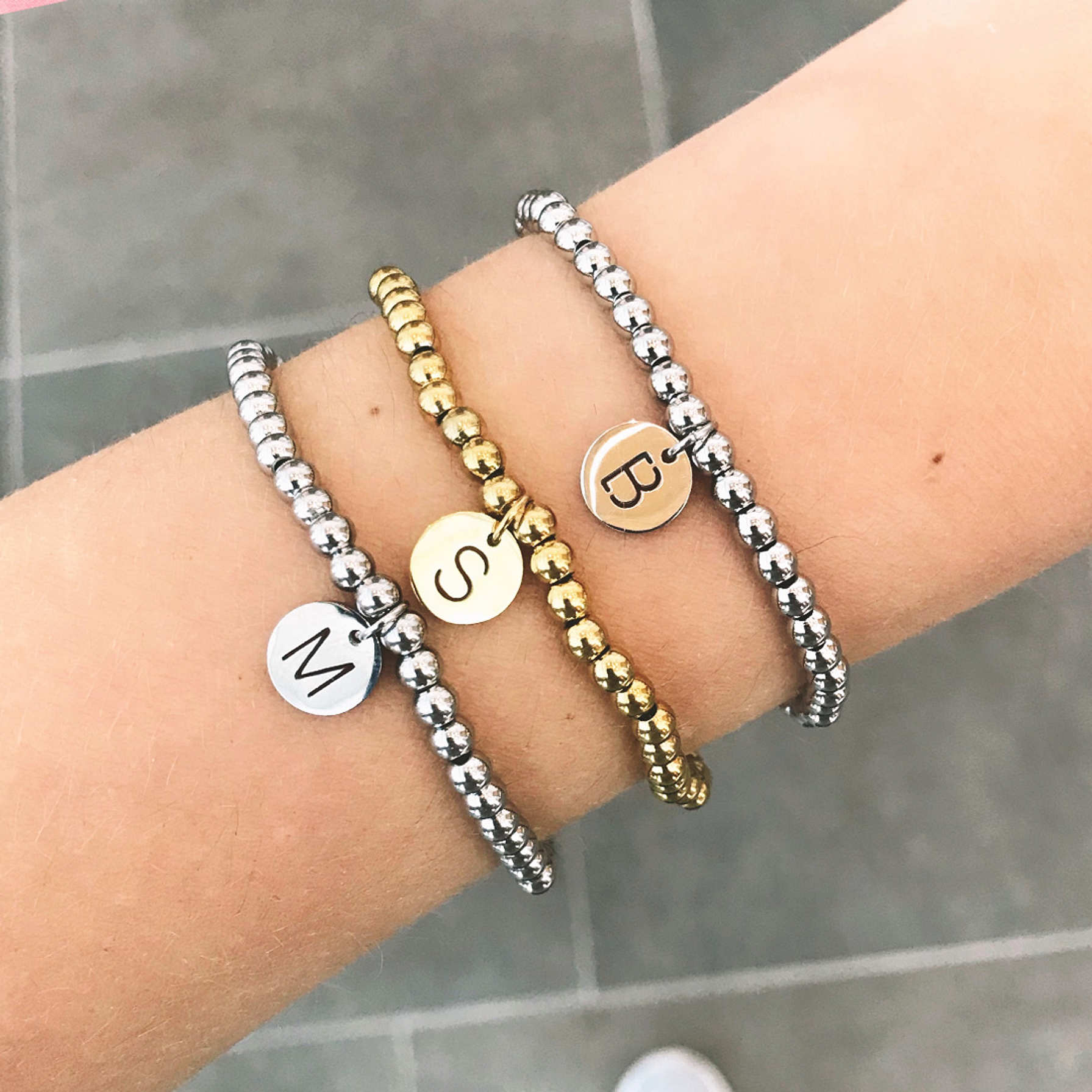 Personalized Beaded Initial Bracelet - Marleylilly