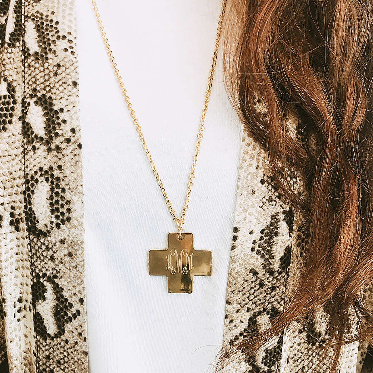 Monogrammed Cross Pendant Necklace - Marleylilly