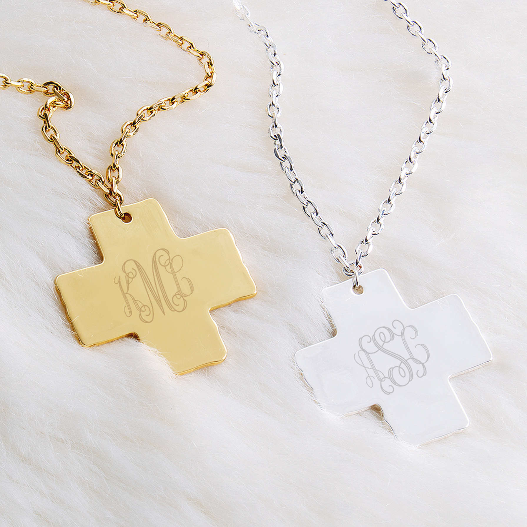 Monogrammed Cross Pendant Necklace - Marleylilly