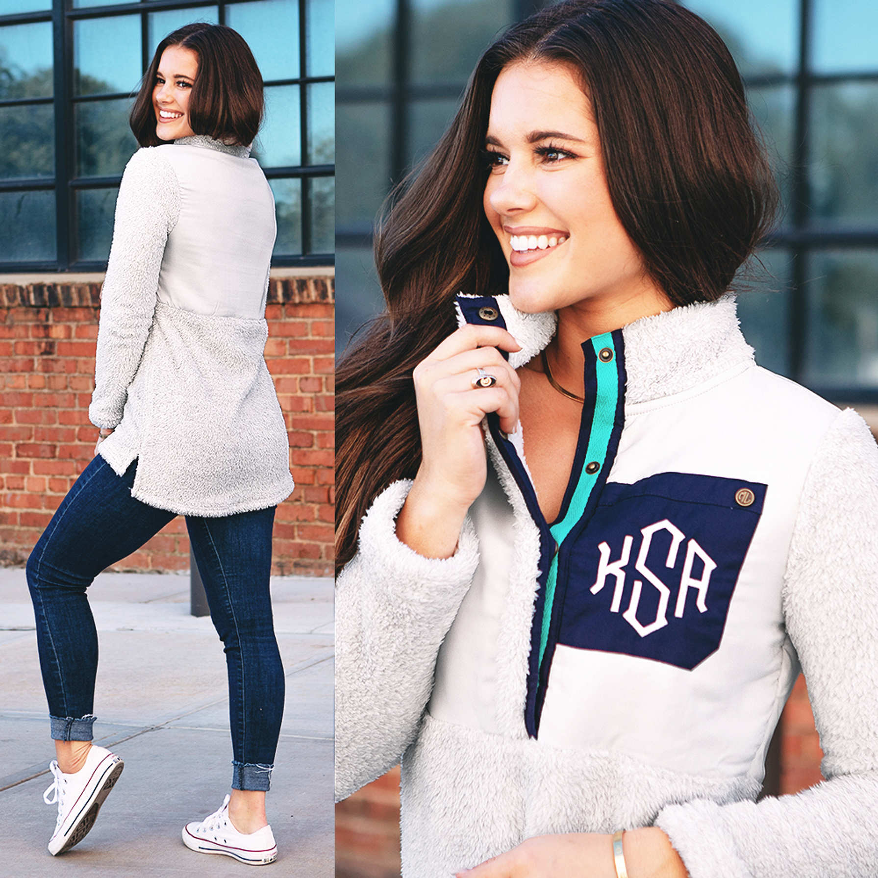 Personalized Colorblock Sherpa Pullovers
