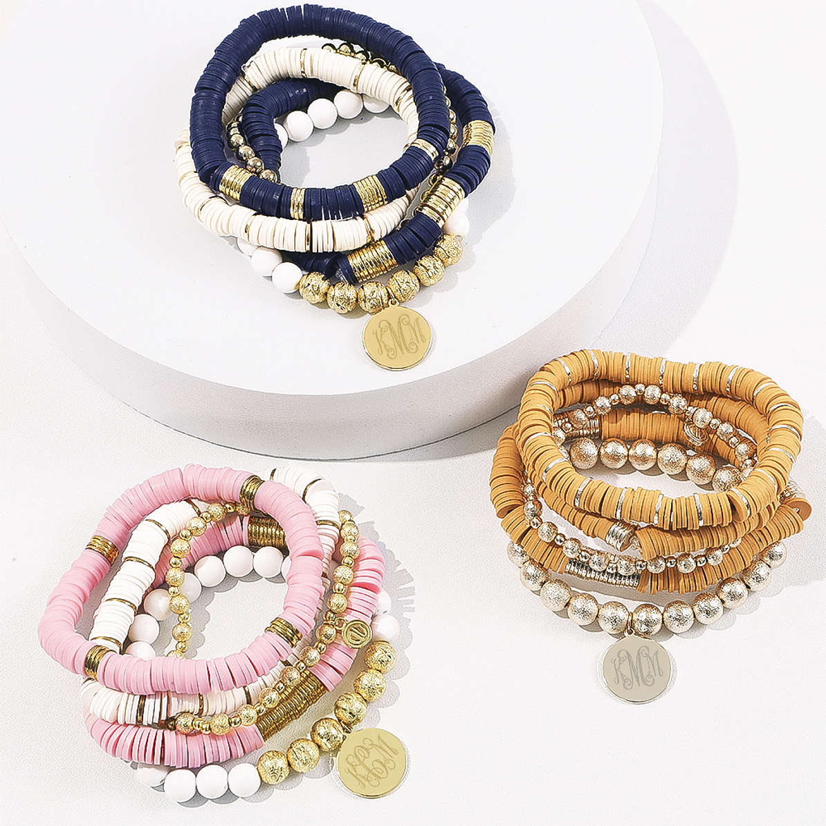 Monogrammed Nantucket Bracelet Stack | Set of 5 Bracelets
