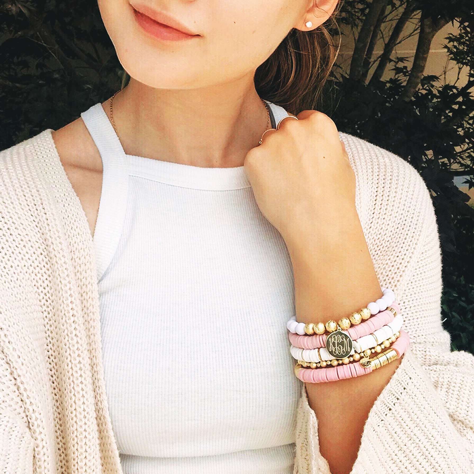 Monogrammed Nantucket Bracelet Stack | Set of 5 Bracelets