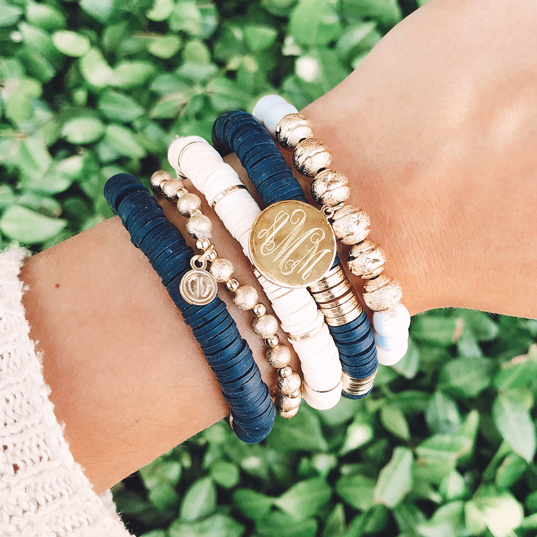 Monogrammed Nantucket Bracelet Stack | Set of 5 Bracelets