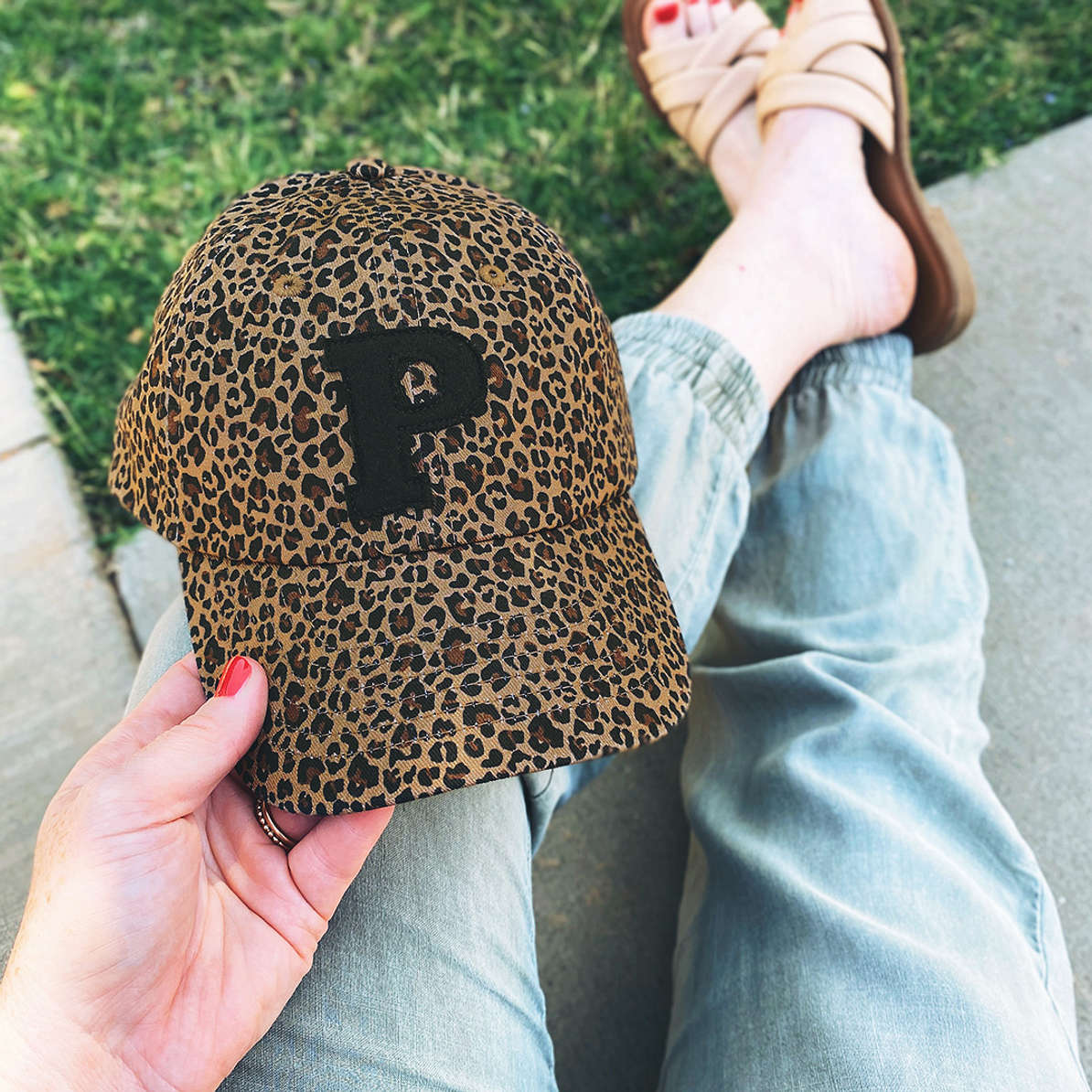 Varsity Initial Leopard Baseball Hat