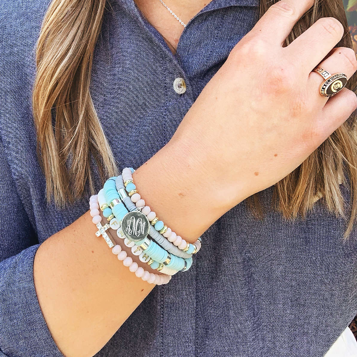Engraved Beaded Faith Bracelet Stack — Marleylilly