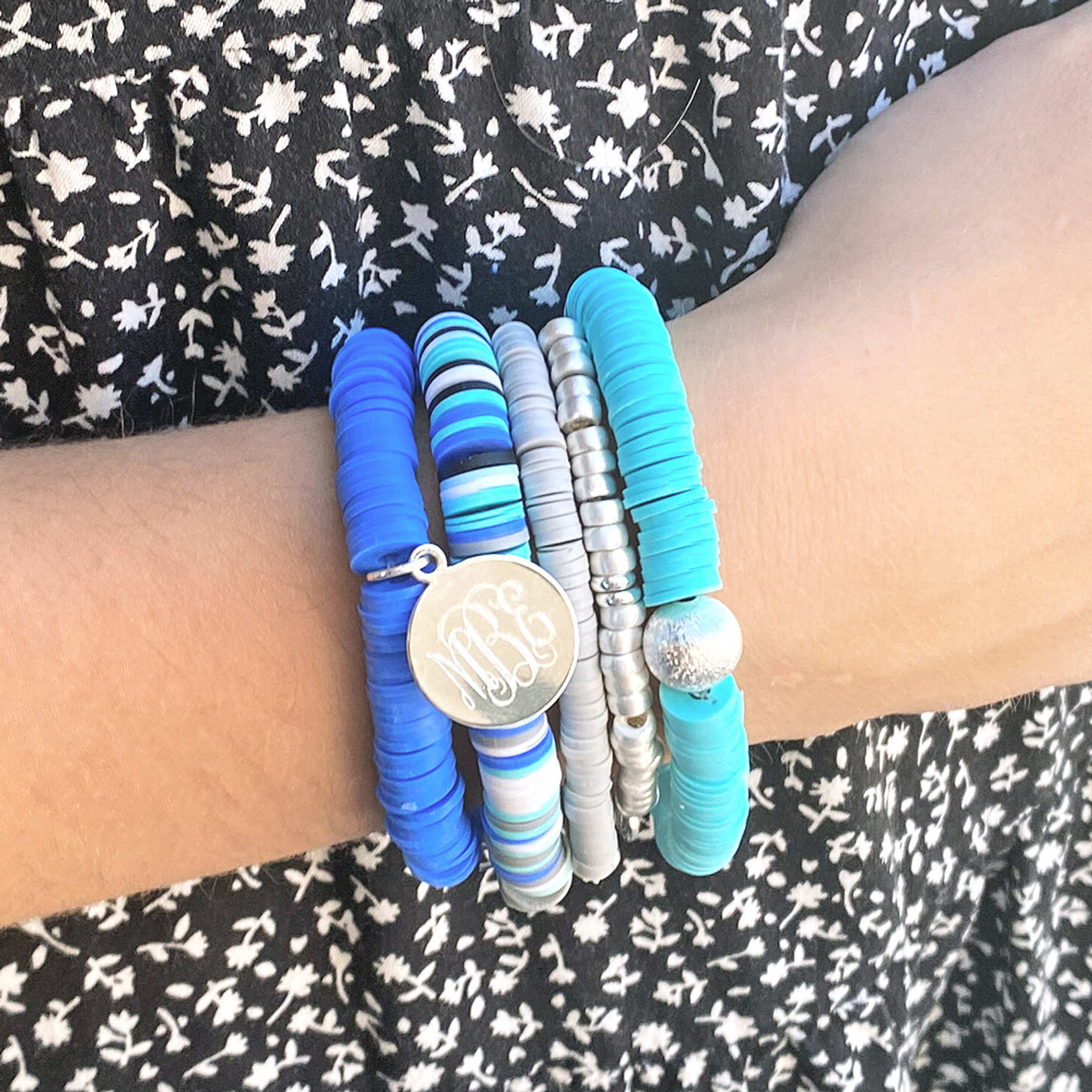 Personalized Beaded Bracelets | Stack of 5 Stretch Bracelets